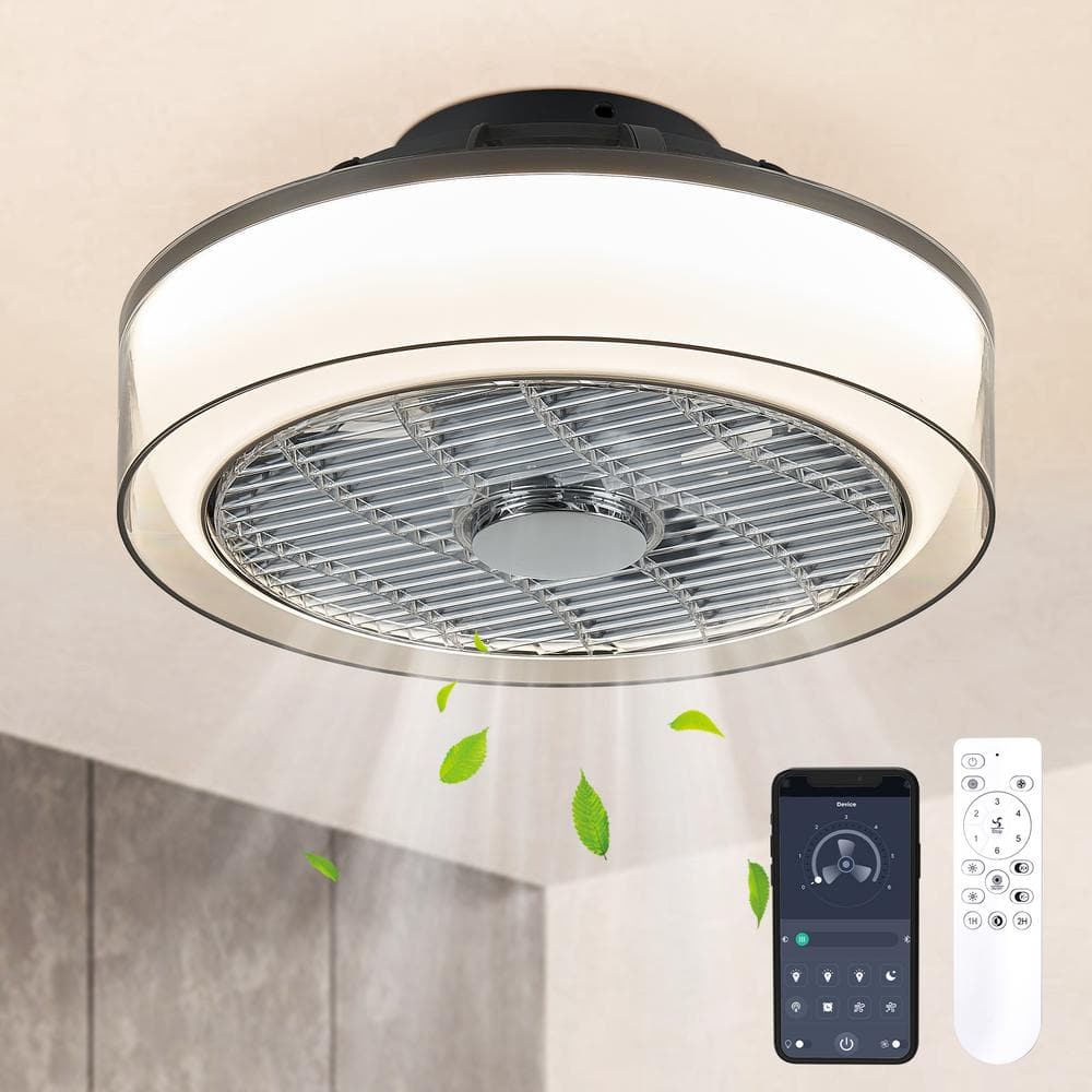 16 in. Indoor Smoky Gray Low Profile Ceiling Fan with Dimmable LED Lig