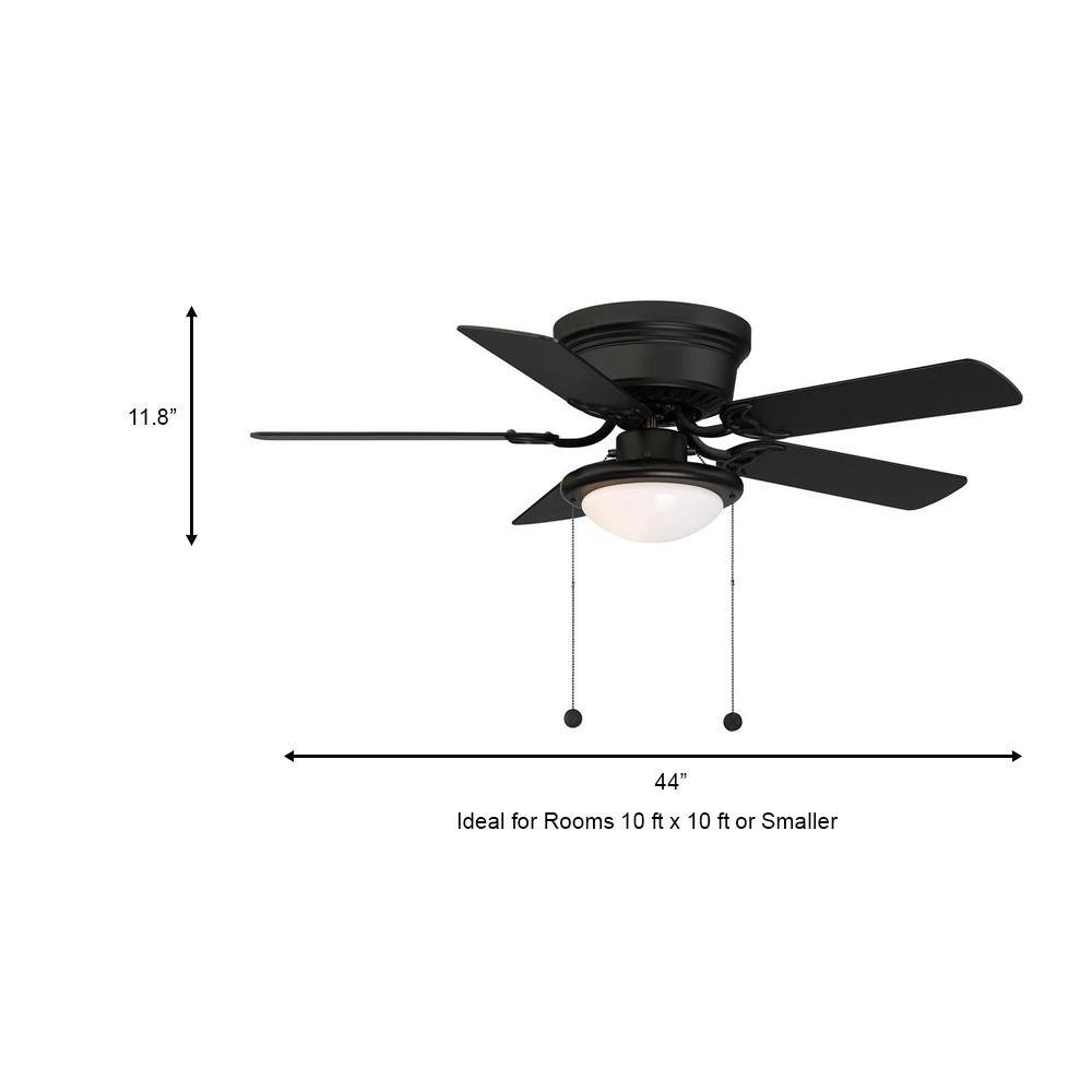 Hugger 44 in. LED Indoor Matte Black Ceiling Fan with Light Kit