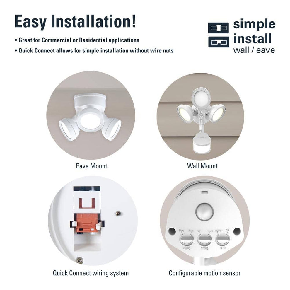 TGS 27-Watt, White, Motion Activated, Outdoor Integrated LED Flood Lig